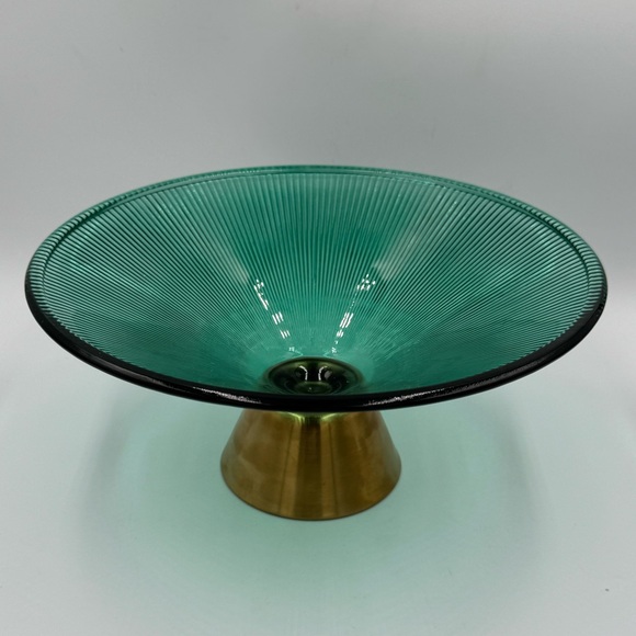 Crofton | Accents | Crofton Aldi Green Glass Bowl With Gold Finish ...